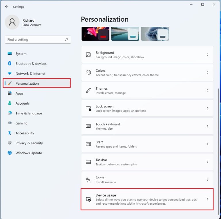 Change Device Usage Settings in Windows 11 | Geek Rewind