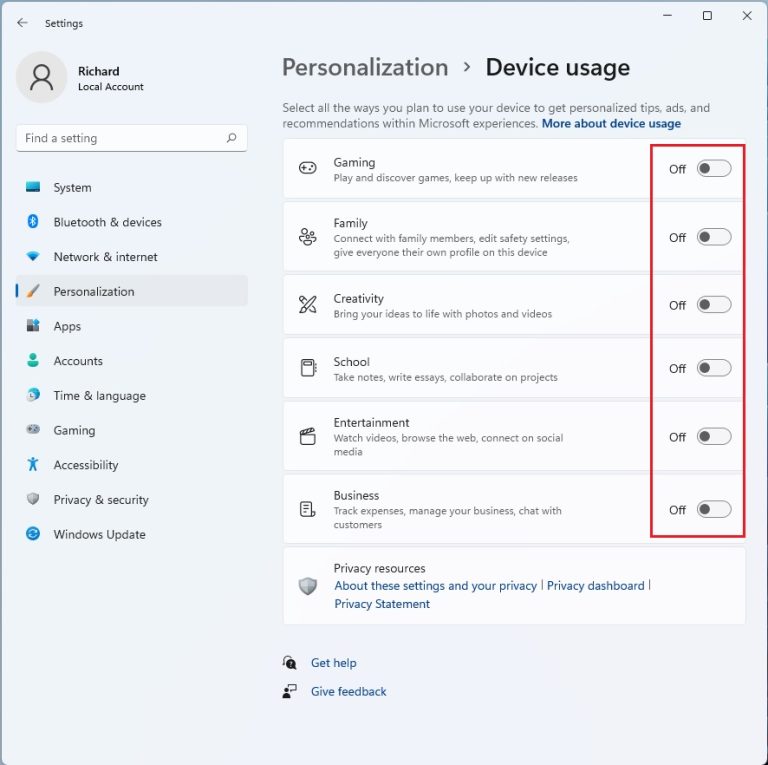 How to Change Device Usage Settings in Windows 11 | Geek Rewind