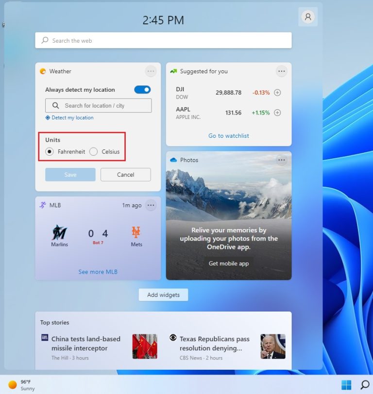 Change Weather Widget Temperature in Windows 11 - Geek Rewind