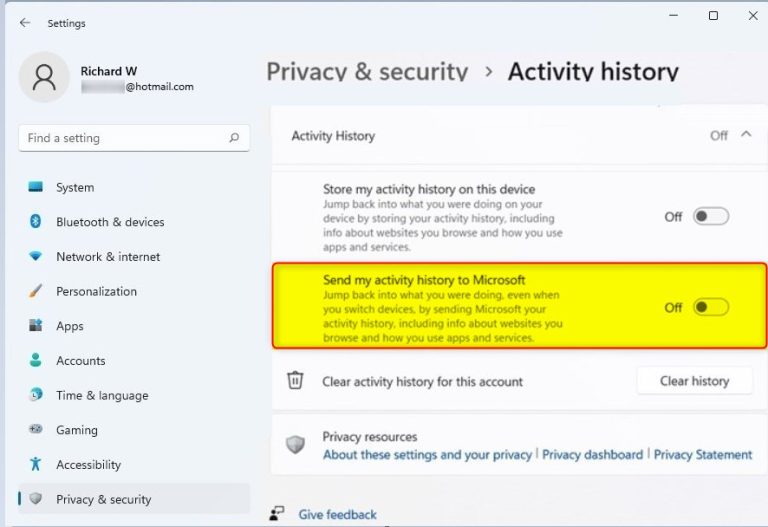 How to Manage Activity History in Windows 11 | Geek Rewind