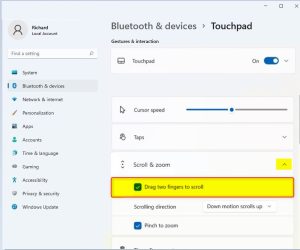 Enable/Disable Two-Finger Drag on Windows 11 Touchpad - Geek Rewind