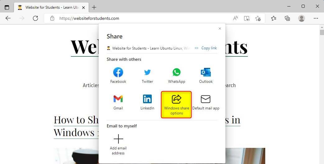 How to Share Website Links in Windows 11 Easily - Geek Rewind