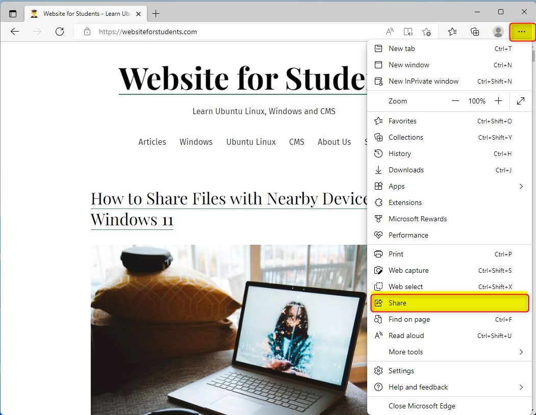 How to Share Website Links in Windows 11 Easily - Geek Rewind