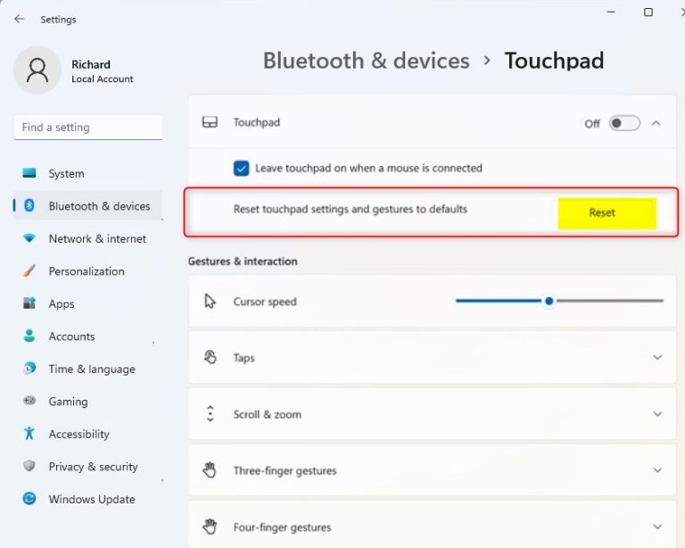 How to Restore Touchpad Gestures to Default in Windows 11 - Geek Rewind