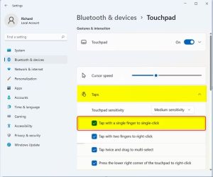 Enable/Disable Single-Finger Tap for Touchpad in Windows 11 - Geek Rewind