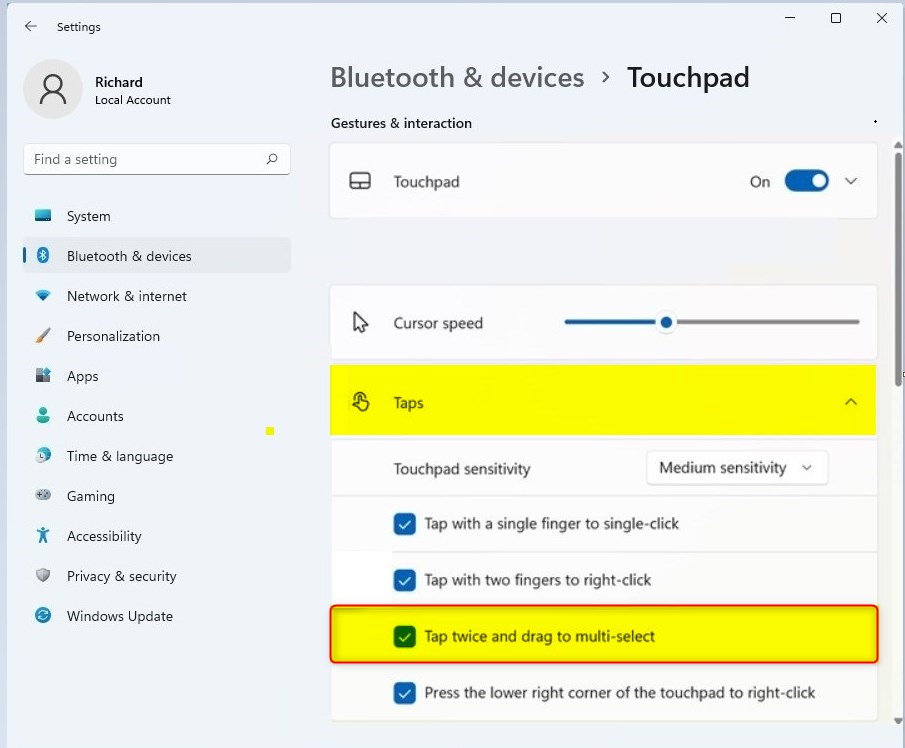 How To Turn On Or Off Tap Twice And Drag On Touchpad To Multi Select In Windows 11 Geek Rewind