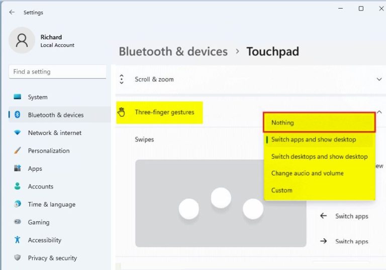 How to Change Windows 11 Three-Finger Gestures - Geek Rewind