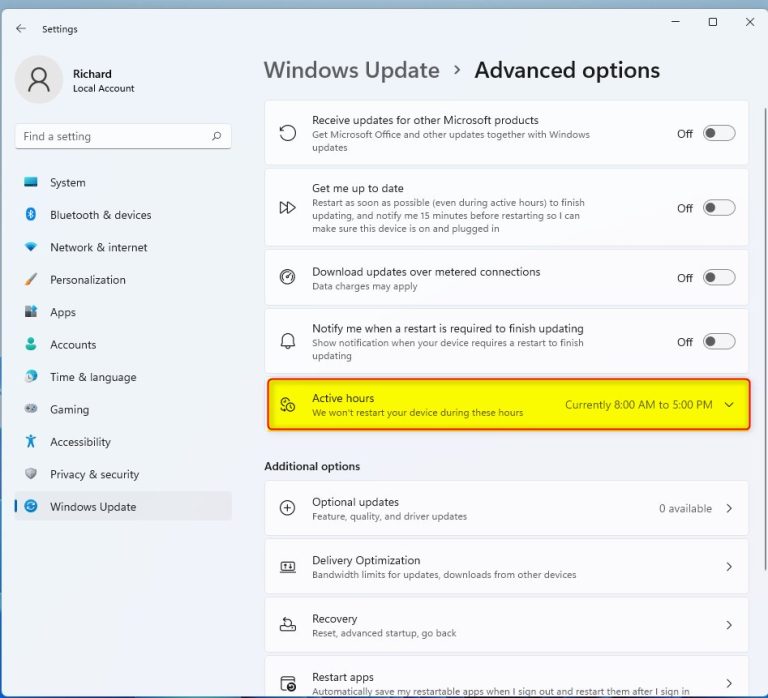 How to Set Active Hours for Windows Update in Windows 11 - Geek Rewind