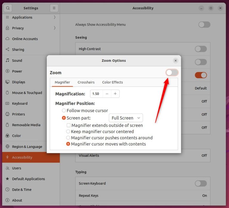 How to Enable or Disable Magnifier in Ubuntu Linux - Geek Rewind