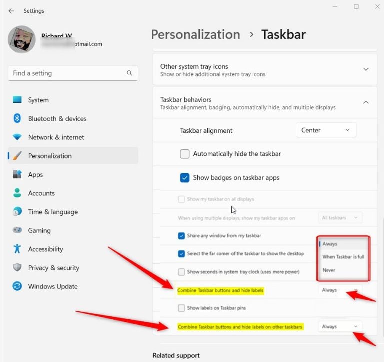 How to Customize Windows 11 Taskbar Button Settings - Geek Rewind