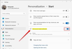 Enable/Disable Microsoft Account Notifications in Windows 11 - Geek Rewind