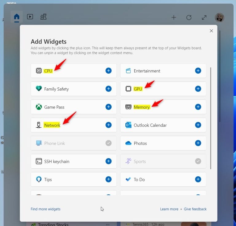How to Add Resource Widgets in Windows 11 - Geek Rewind