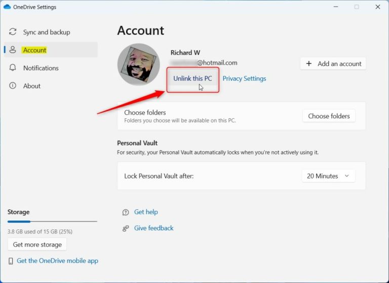 How to Remove Account and Unlink a PC from OneDrive in Windows 11 ...