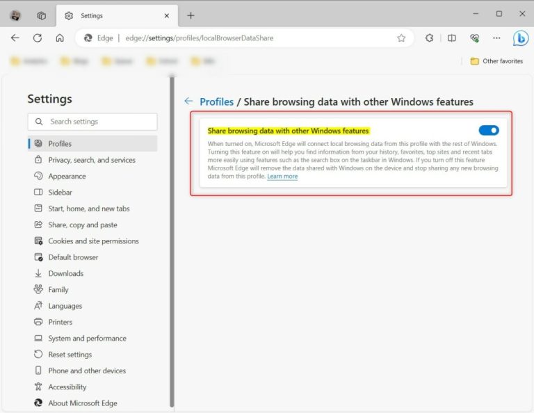 How to Turn “Share browsing data with other Windows features” On or Off ...