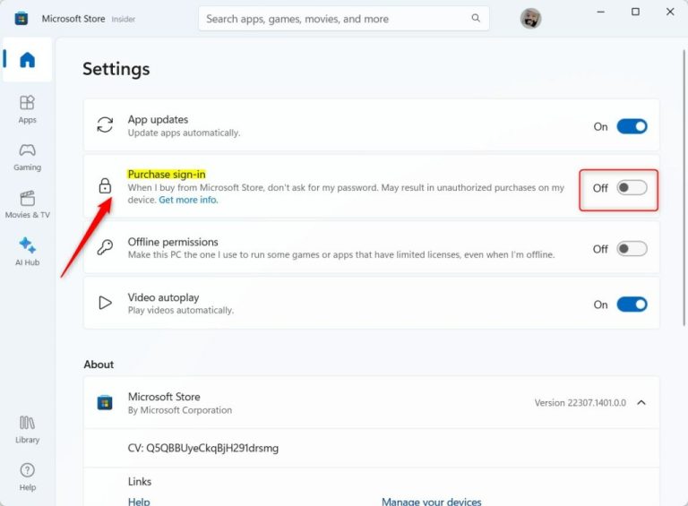 How to Turn Purchase Sign-in On or Off for Microsoft Store in Windows ...
