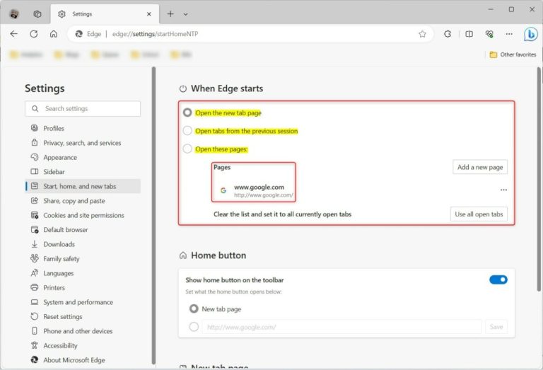 How to Manage Startup Page in Microsoft Edge - Geek Rewind