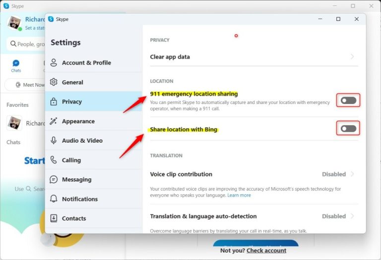 Steps for Enabling or Disabling Location Sharing in Skype on Windows 11 - Geek Rewind