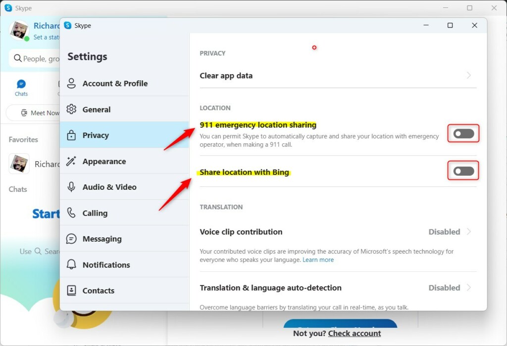 Steps for Enabling or Disabling Location Sharing in Skype on Windows 11 - Geek Rewind