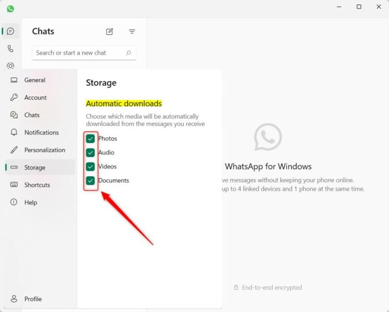 How to Turn Automatic Downloads On or Off in WhatsApp on Windows 11 - Geek Rewind