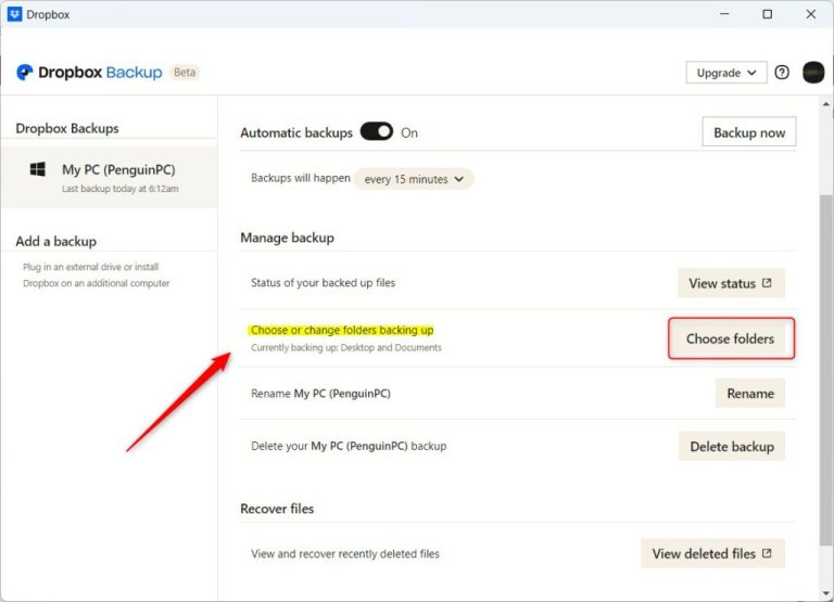 How to Choose or Change Folders to Back up in Dropbox on Windows 11 - Geek Rewind