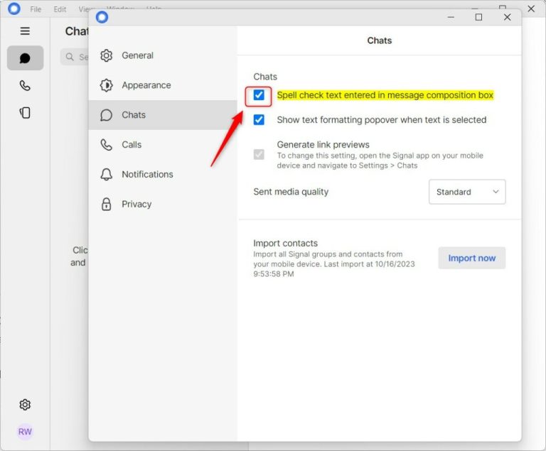 How to Turn Spell Check On or Off in the Signal app on Windows 11 - Geek Rewind