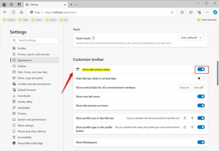 How to Turn “Show tab actions menu” On or Off in Microsoft Edge | Geek ...