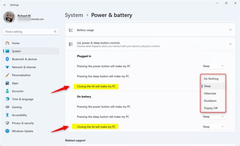 Change Lid Close Behavior on Windows 11 - Geek Rewind