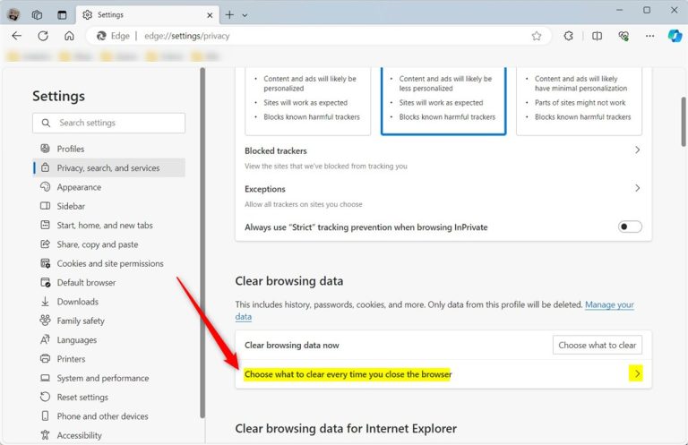 Auto Clear Browsing Data In Microsoft Edge Geek Rewind