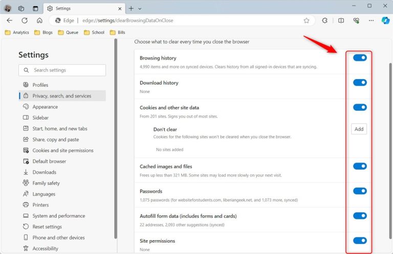 Auto-Clear Browsing Data in Microsoft Edge - Geek Rewind