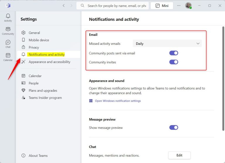 Manage Missed Activity Emails in Microsoft Teams - Geek Rewind