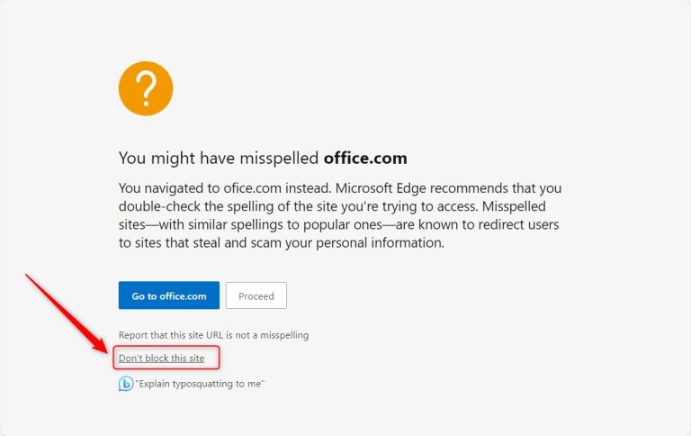 Disable Website Typo Protection Override in Microsoft Edge - Geek Rewind