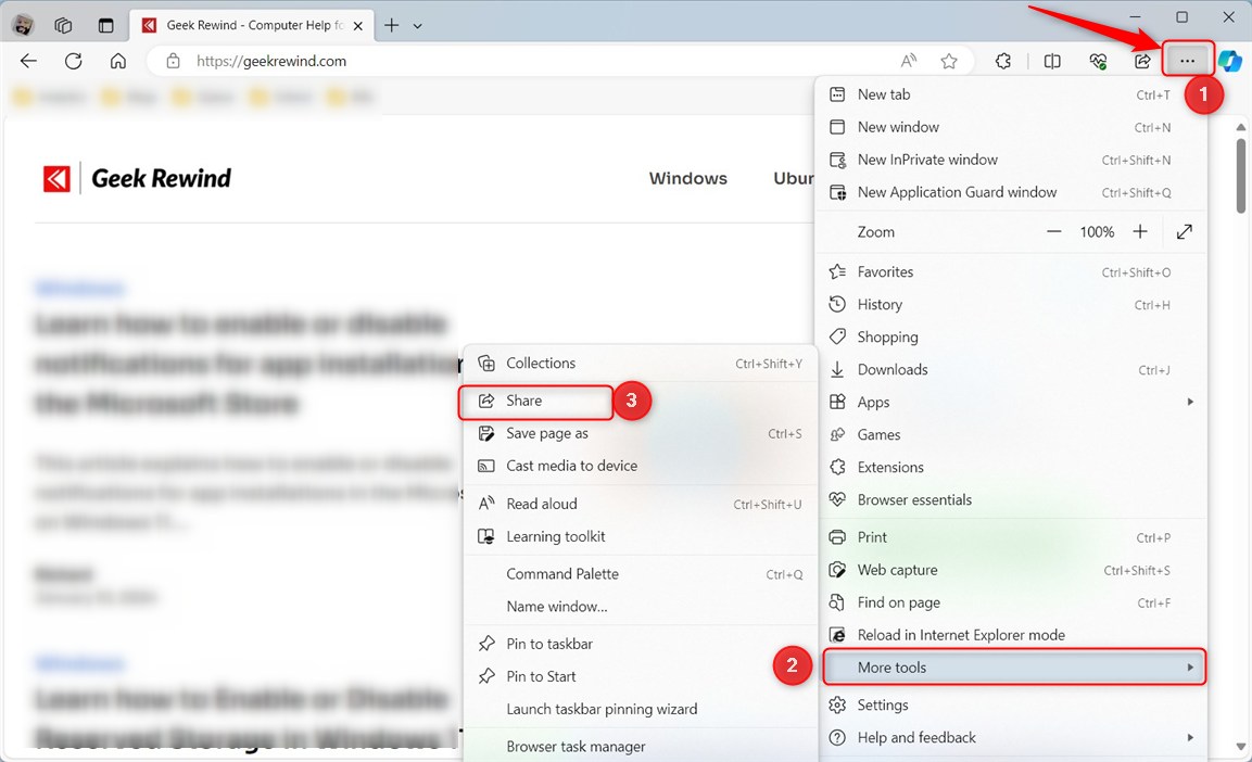 How to Share Links in Microsoft Edge Easily - Geek Rewind