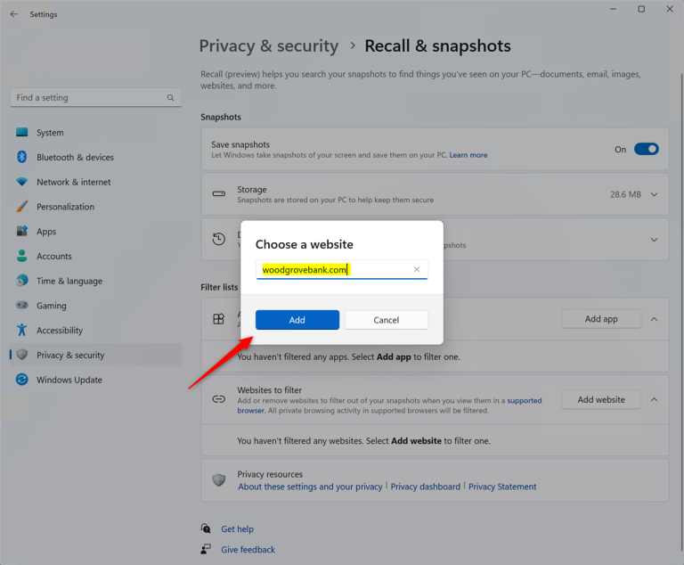 How to Exclude Websites in Windows 11 Recall Snapshots | Geek Rewind
