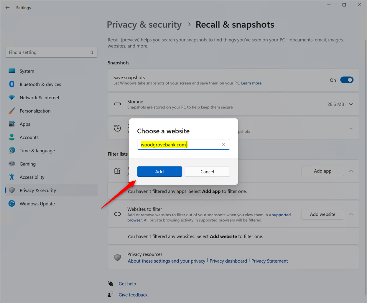 How to Exclude Websites in Windows 11 Recall Snapshots - Geek Rewind
