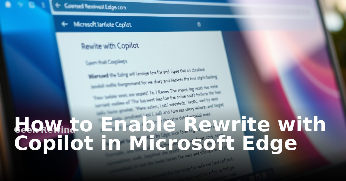 How to Enable Rewrite with Copilot in Microsoft Edge | Geek Rewind