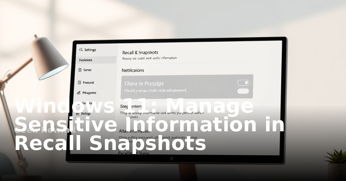 Windows 11: Manage Sensitive Information in Recall Snapshots | Geek Rewind