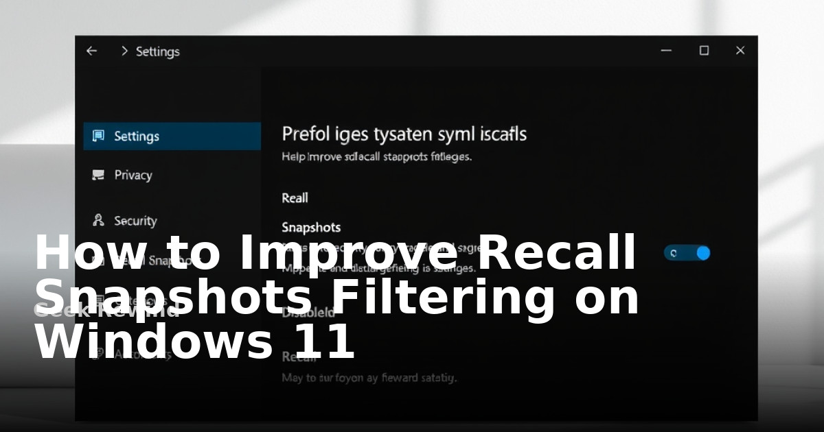 How to Improve Recall Snapshots Filtering on Windows 11 | Geek Rewind